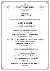 OUR MENU – The Farmers Arms