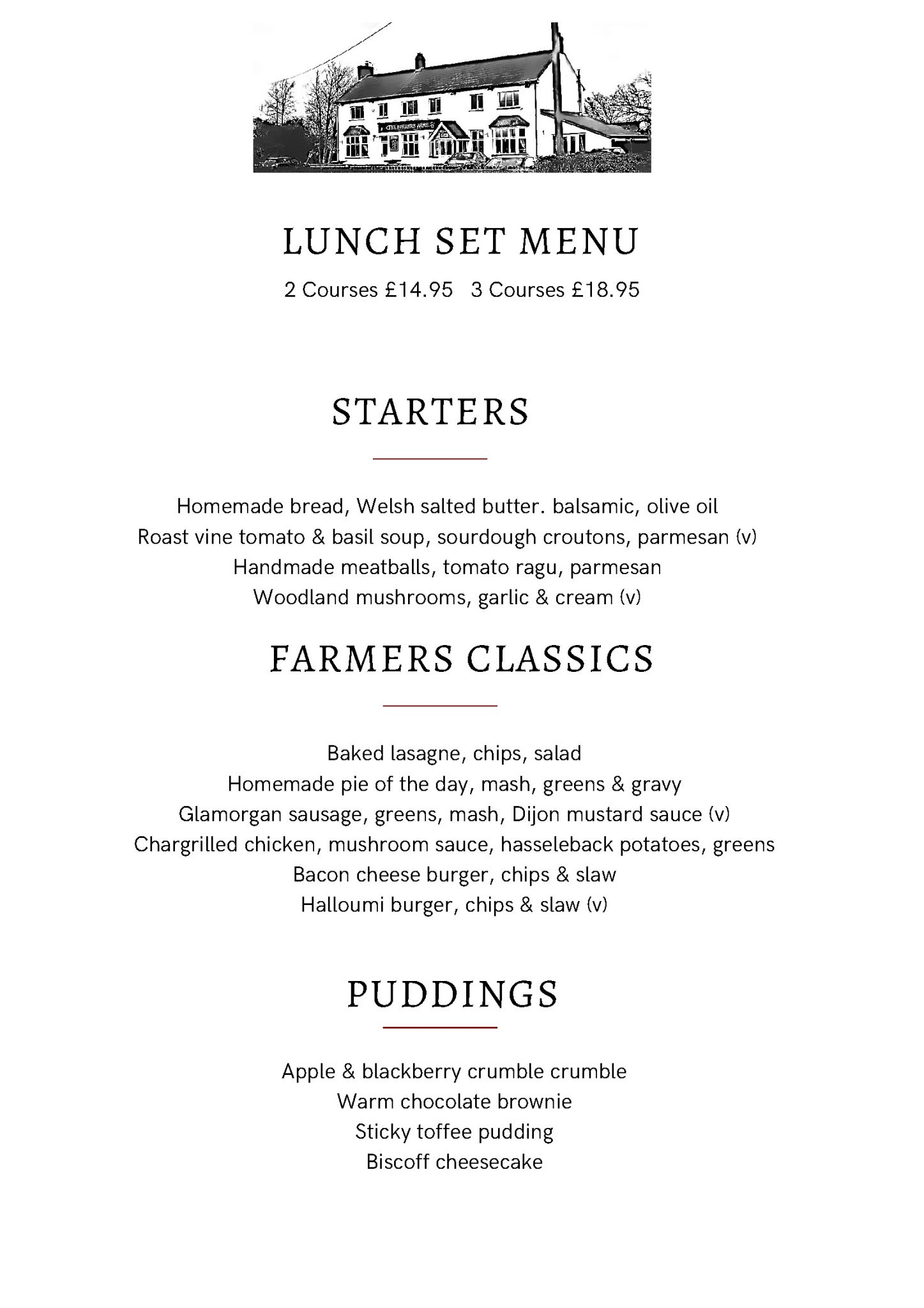 OUR MENU – The Farmers Arms